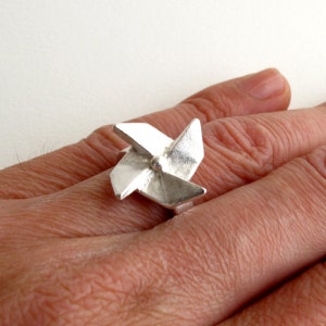 Origami Pinwheel Ring Sterling Silver Pinwheel Ring Origami Windmill ...
