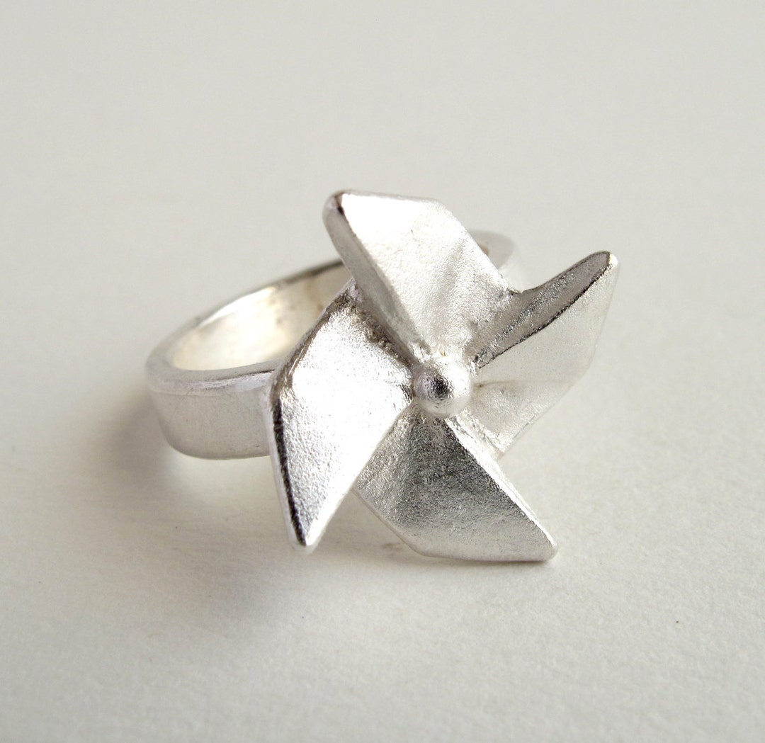 Origami Pinwheel Ring Sterling Silver Pinwheel Ring Origami Windmill ...