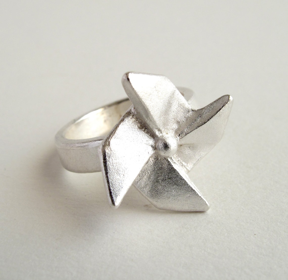 Origami Pinwheel Ring Sterling Silver Pinwheel Ring Origami - Etsy