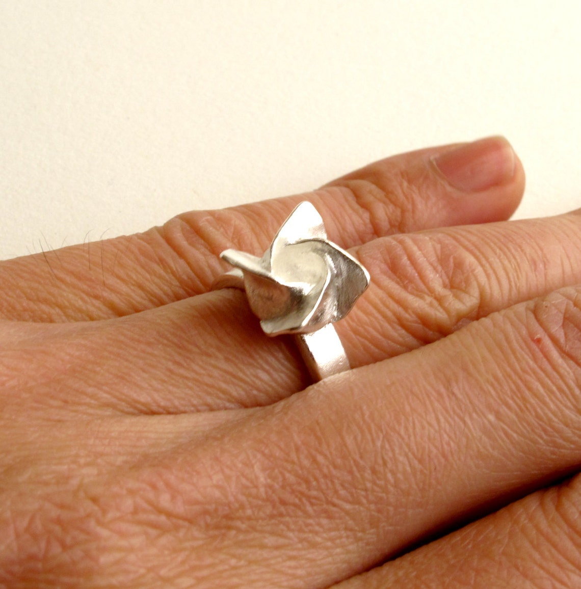 Origami Rose Ring Sterling Silver Rose Ring Origami Rose Origami Flower ...