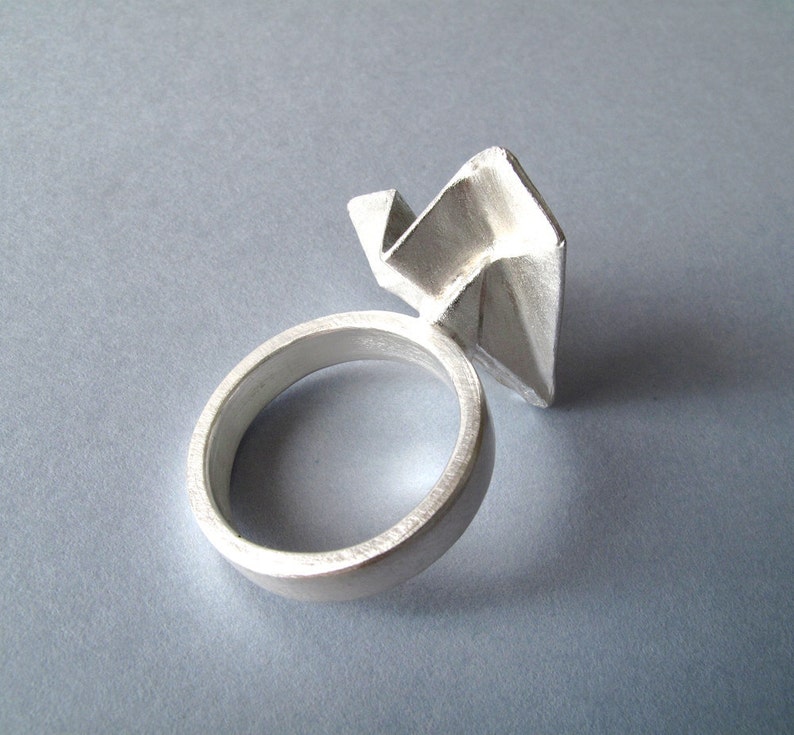 Origami Airplane Ring Silver Airplane Ring Origami Plane Jewelry - Etsy