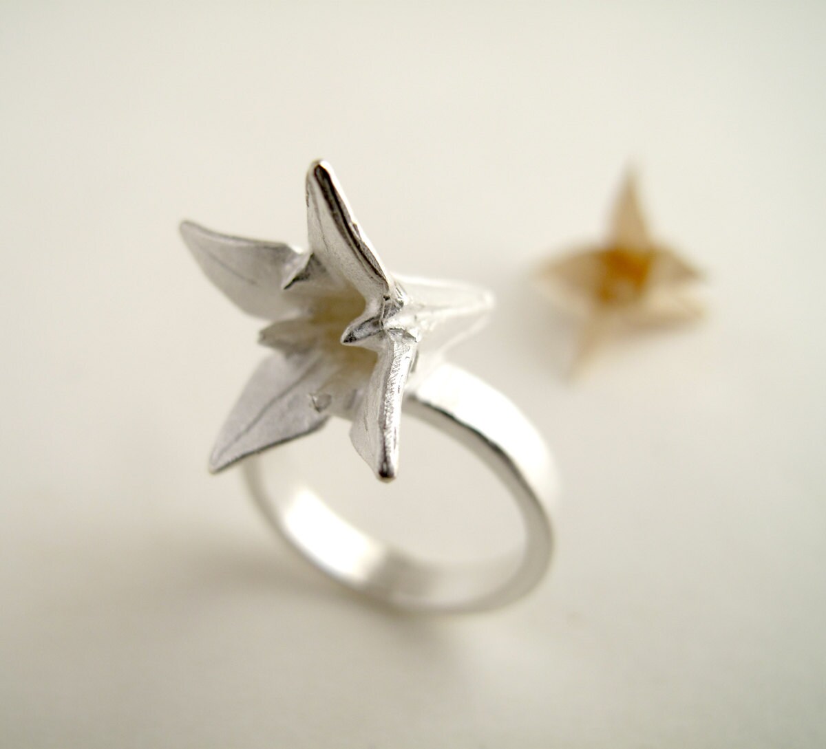 Origami Iris Ring Silver Iris Ring Origami Iris Jewelry Flower Jewelry ...