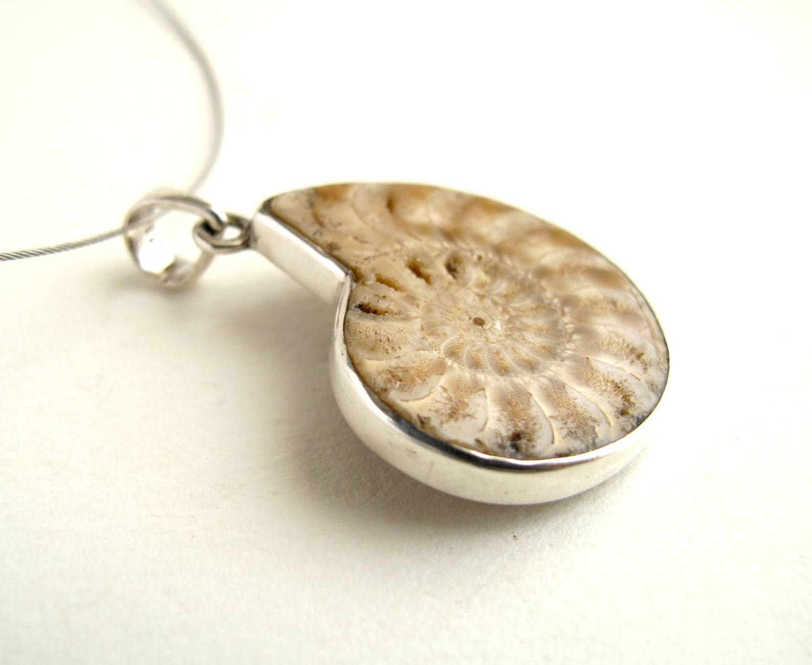 Ammonite Pendant Sterling Silver Pendant With Natural Ammonite - Etsy