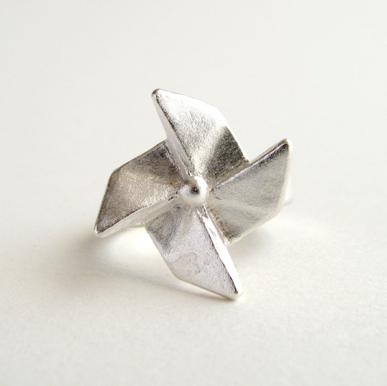 Origami Pinwheel Ring Sterling Silver Pinwheel Ring Origami - Etsy