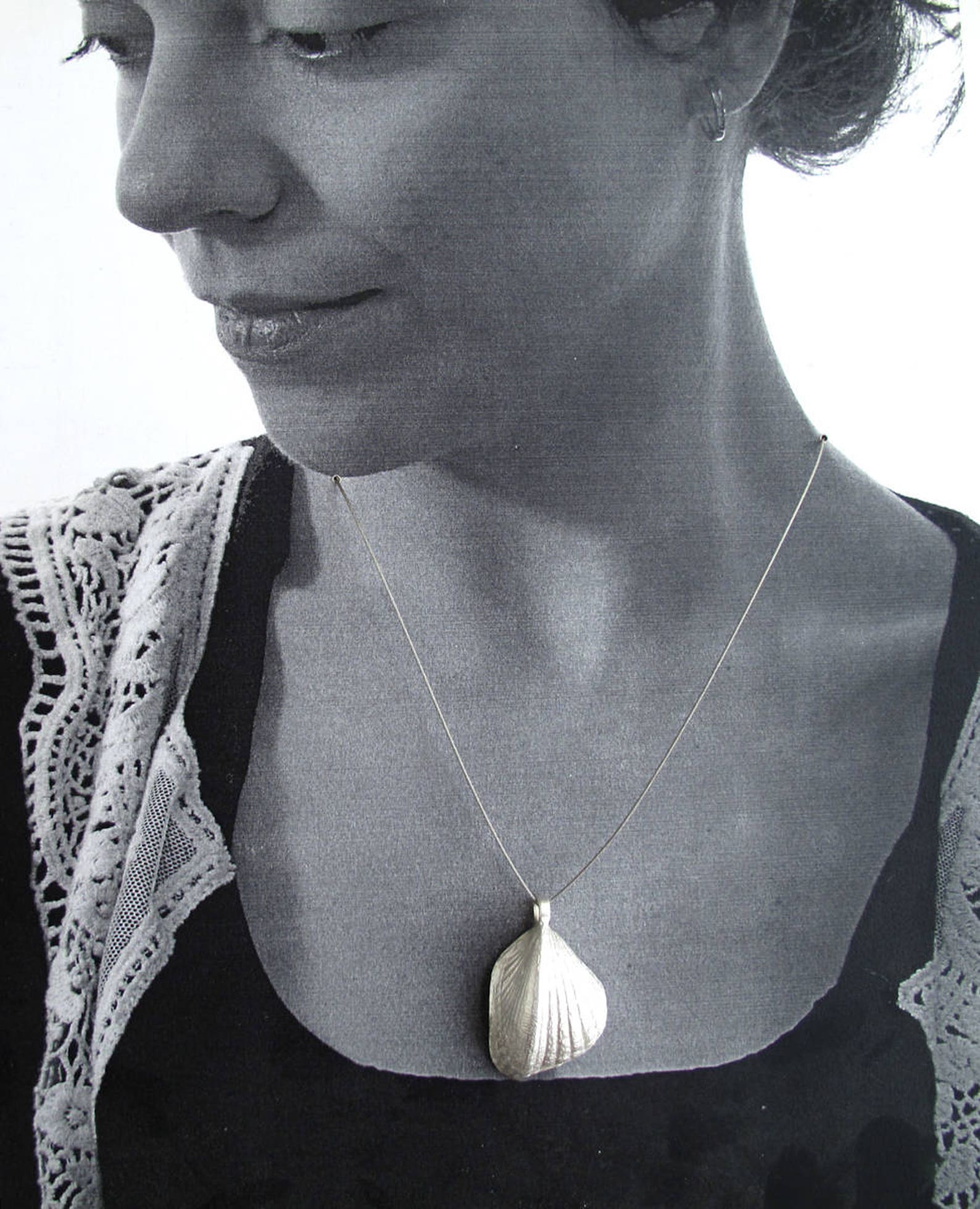 Triangle Shell Pendant Sterling Silver Triangle Shell Necklace Real ...