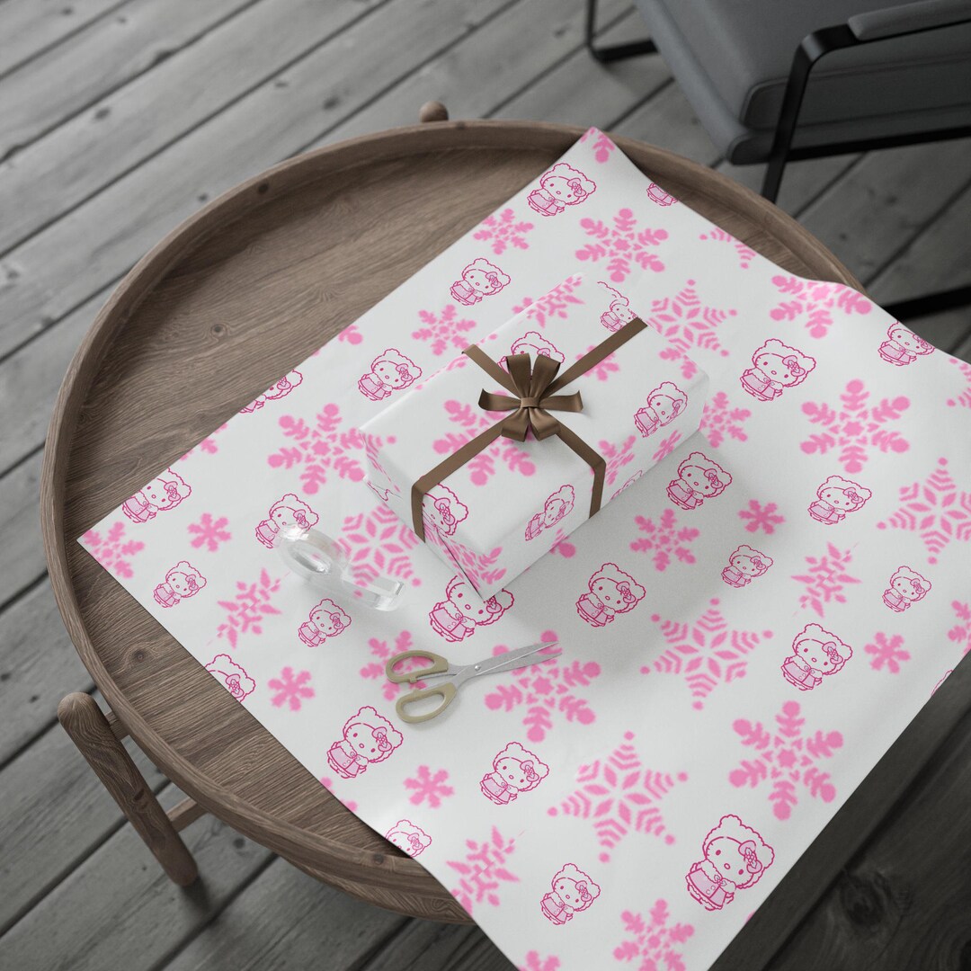 Hello Kitty Gift Wrapping Paper pink, Snowflakes - Etsy