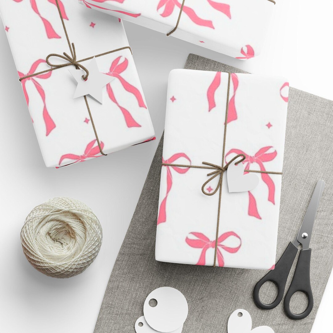 Pink Bows Gift Wrapping Paper pink, Bows - Etsy