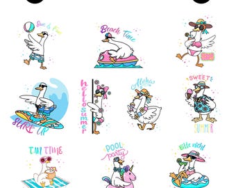 Summer Geese Bundle SVG & PNG | Fun Summer Plotter Files | Digital ...