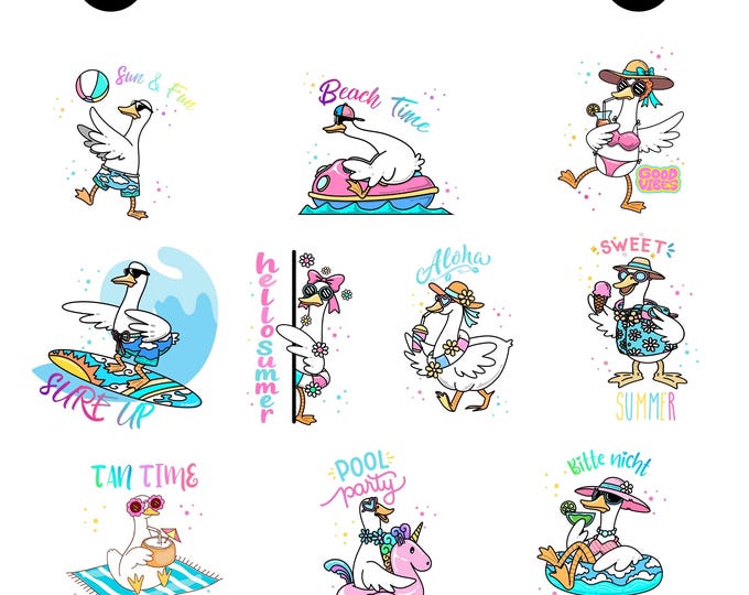 Gänse Summer Bundle SVG & PNG | Lustige Sommer Plotterdateien ...
