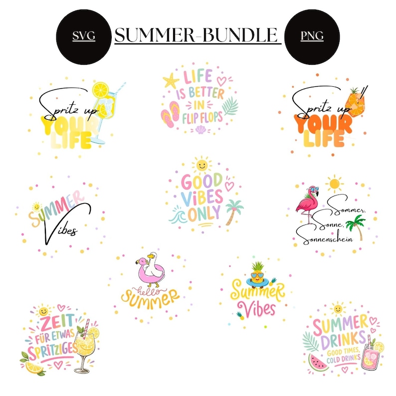 Summer Bundle SVG / PNG | Summer Plotter Files | Digital Designs for ...