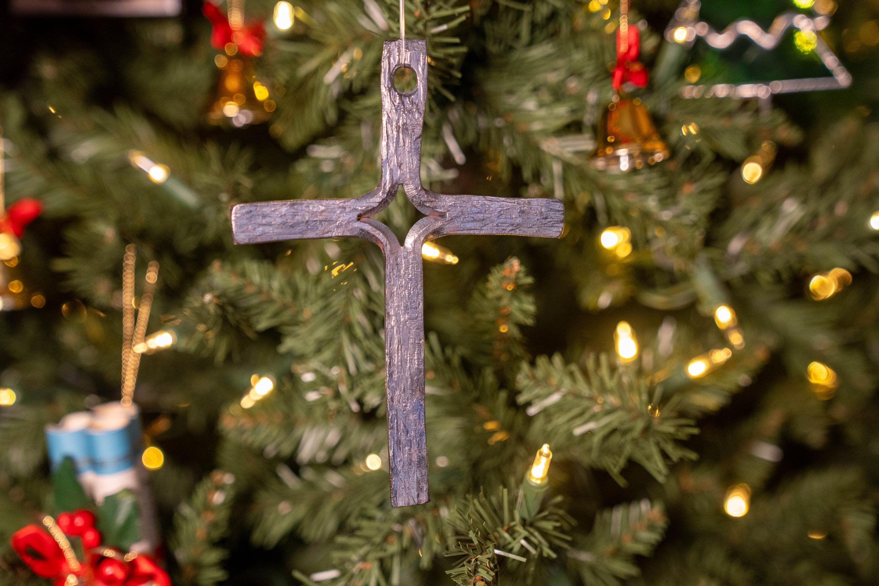 Hand Forged Christmas Tree Ornament Split Cross - Etsy