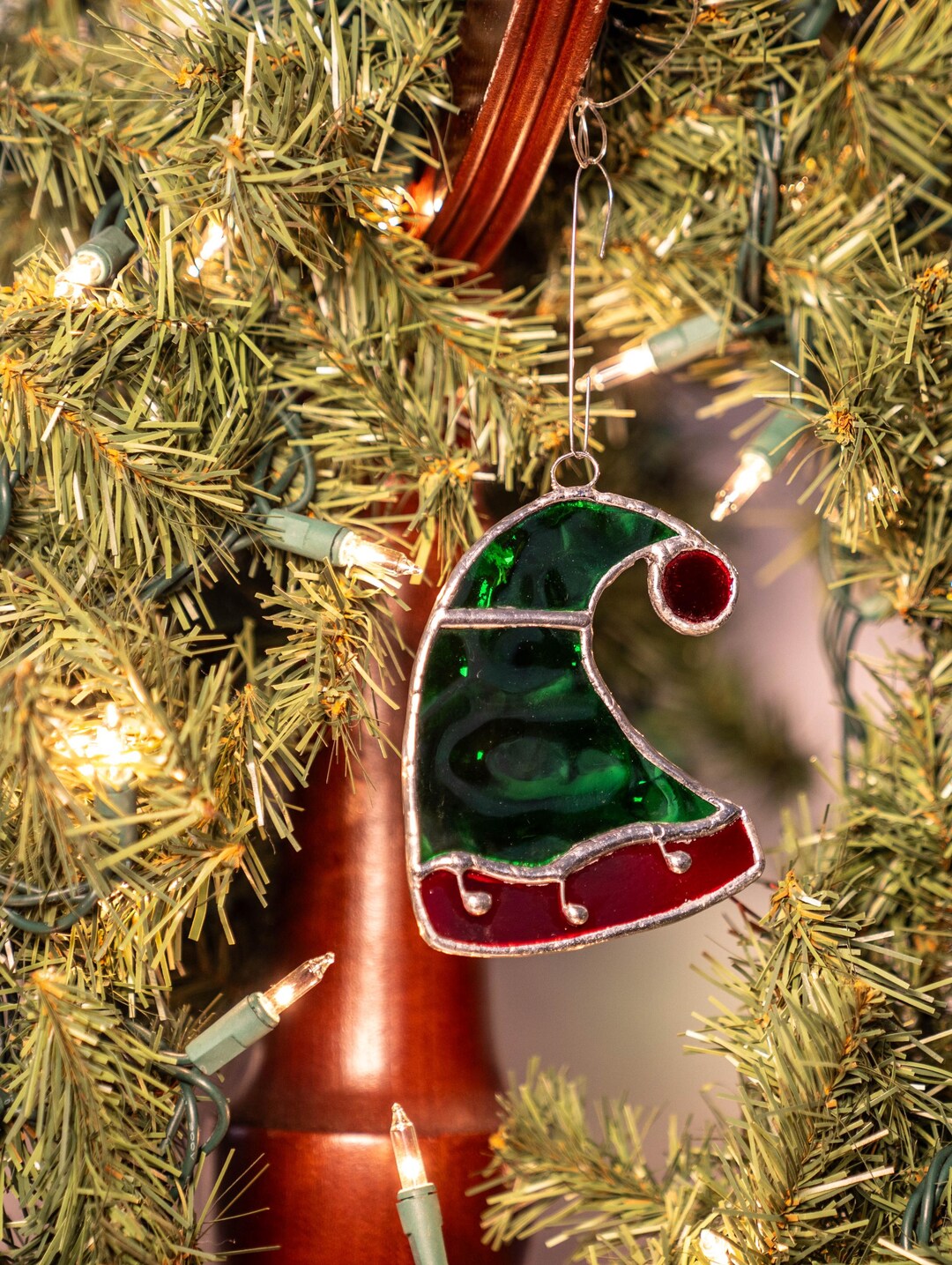 Handmade Stained Glass Elf Hat Suncatcher Ornament - Etsy
