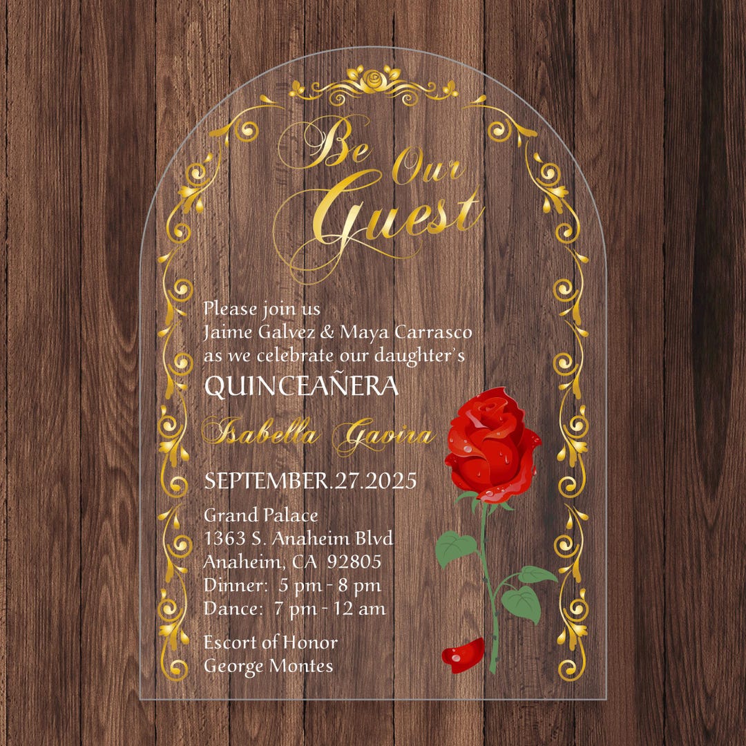 Acrylic Invitation With an Arc-cut Shape, “be Our Guest” Theme, Bold ...