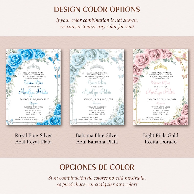 Acrylic Invitation: Rose Gold Roses, Gold Butterflies, Elegant Tiara - Etsy