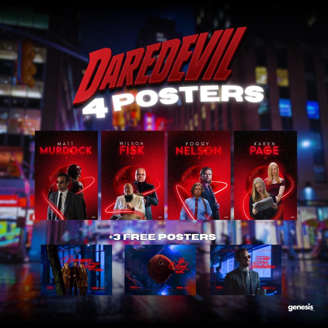 Daredevil Posters Set | 4 Posters + 3 Free Bonus Prints | Digital ...