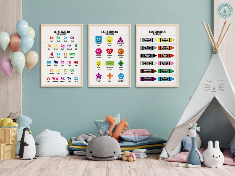 Bilingual Spanish-english Posters – Set of 12 Classroom Prints (digital ...