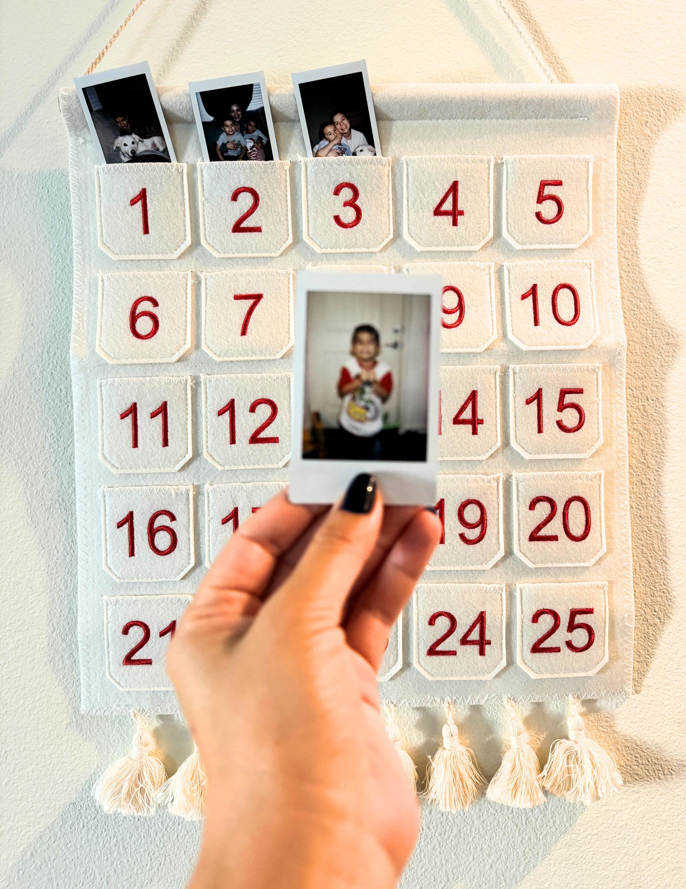 RED Photo Advent Calendar With Pockets, Christmas Calendar Countdown ...