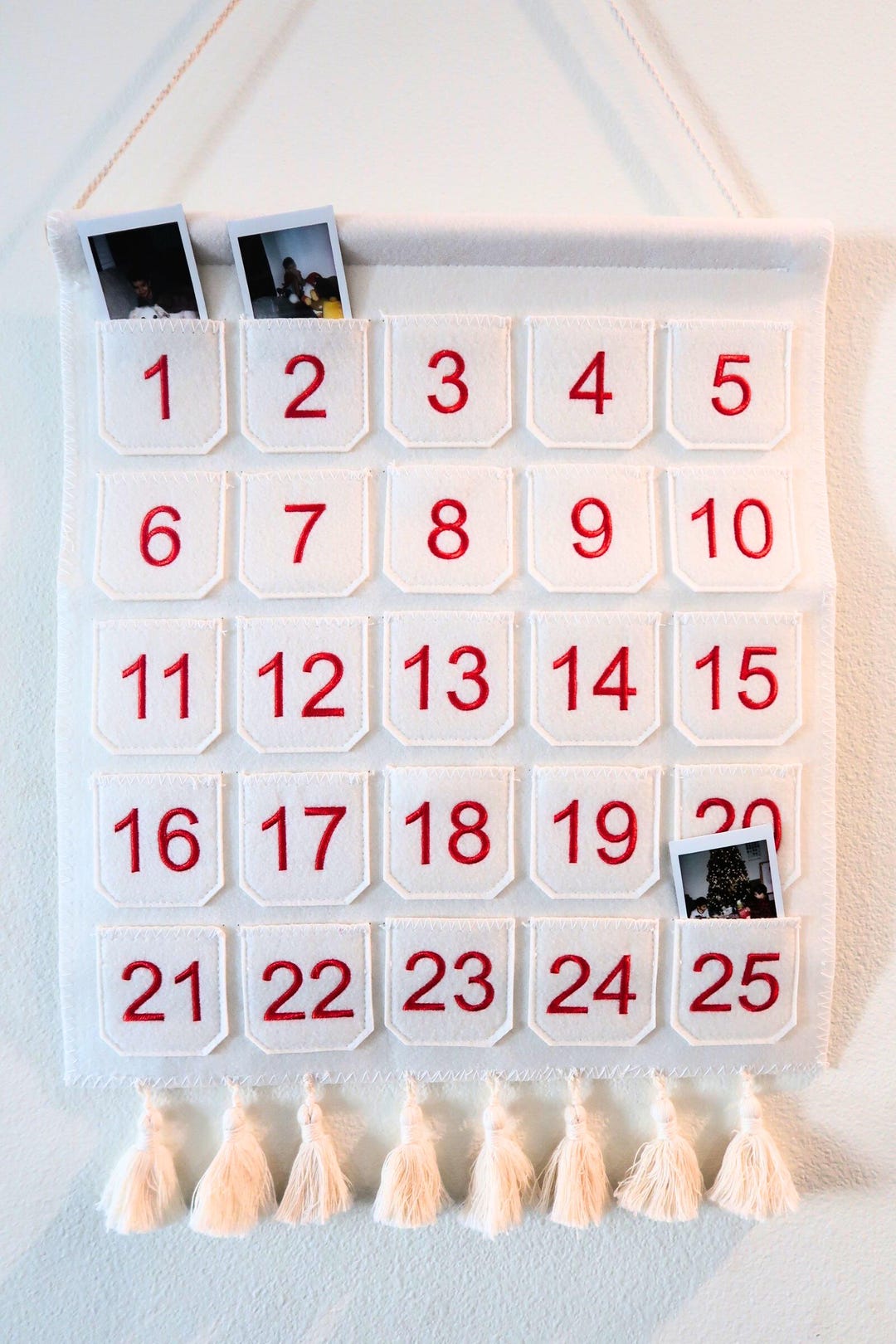 RED Photo Advent Calendar With Pockets, Christmas Calendar Countdown ...