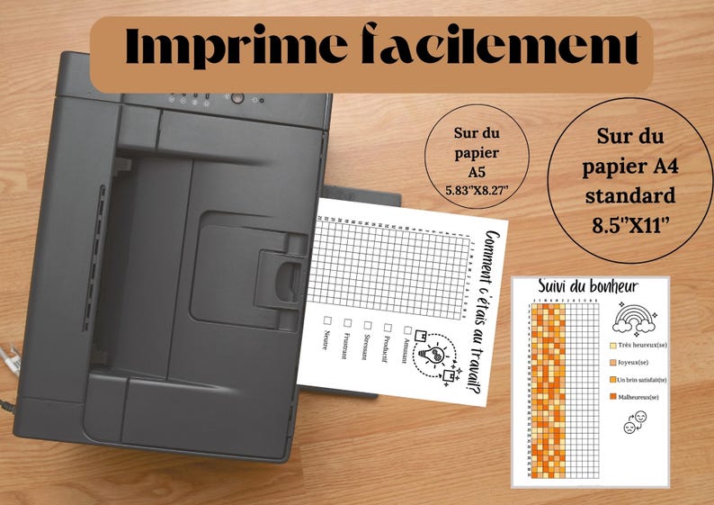 Annual Pixelated Tracker, Happiness Tracker, in French, Printable ...