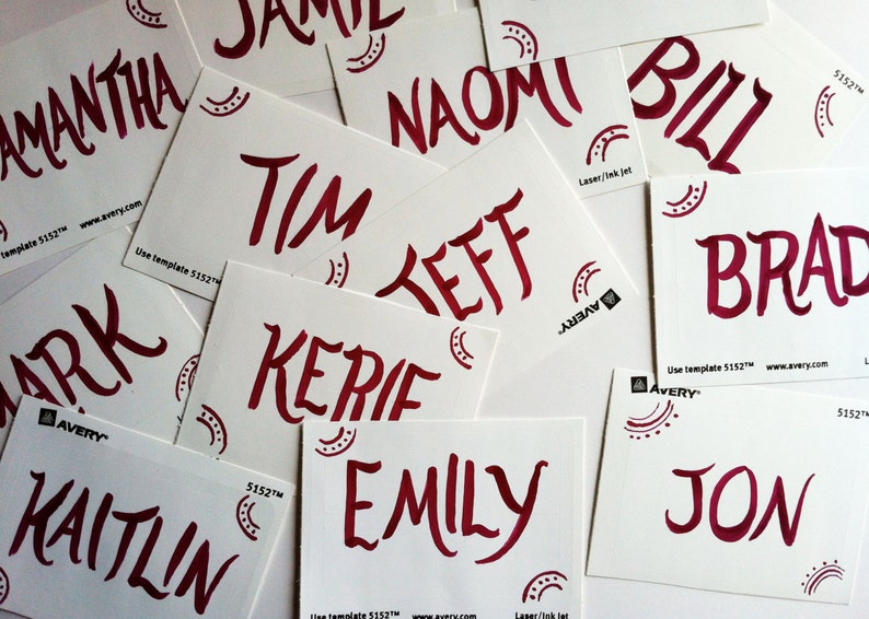 Custom Name Tags - Handlettering - Party or Event Accessories - Etsy