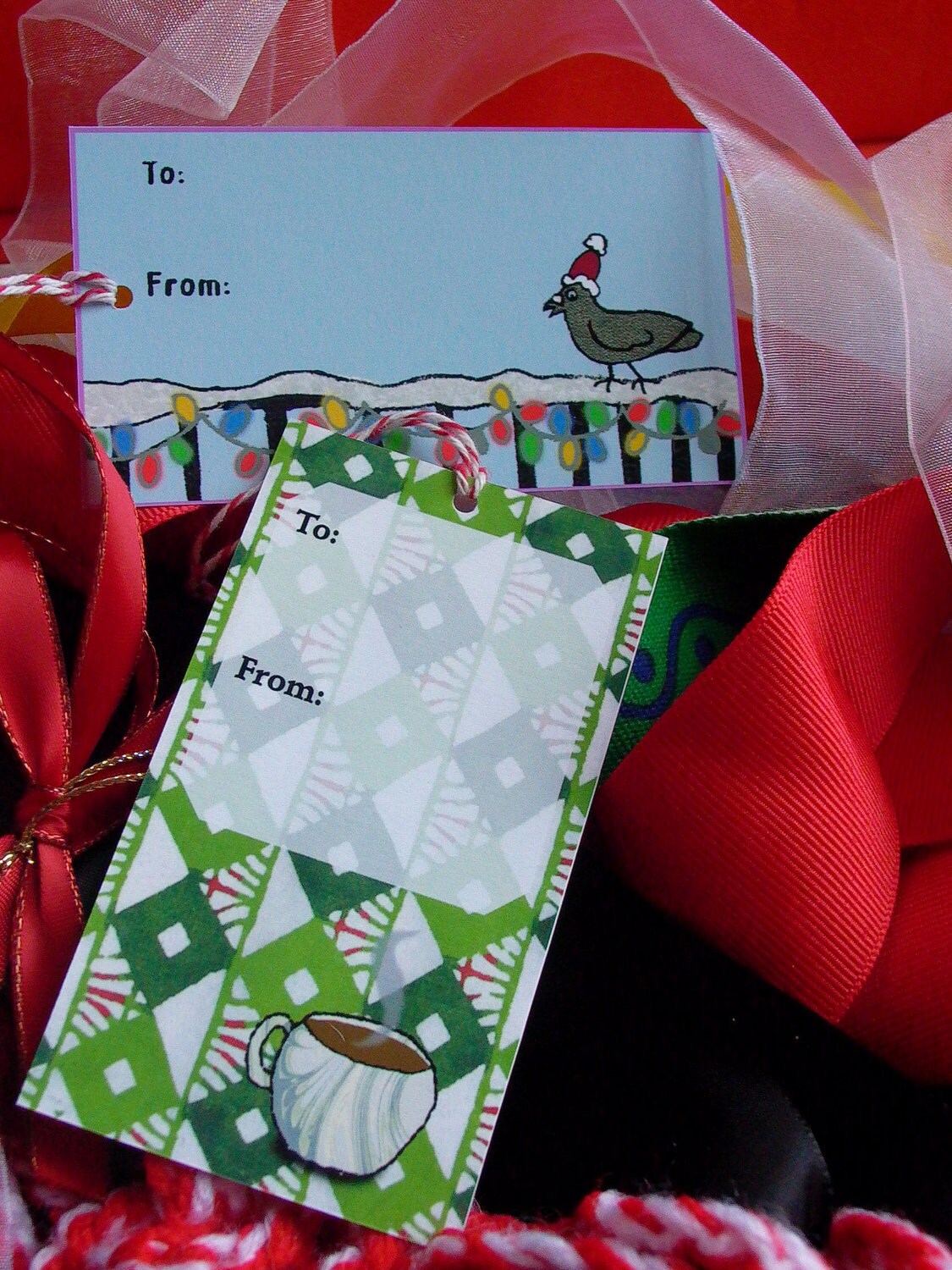 Christmas Gift Tags Set of 4 Hot Chocolate Snowman Candycane Pigeon ...
