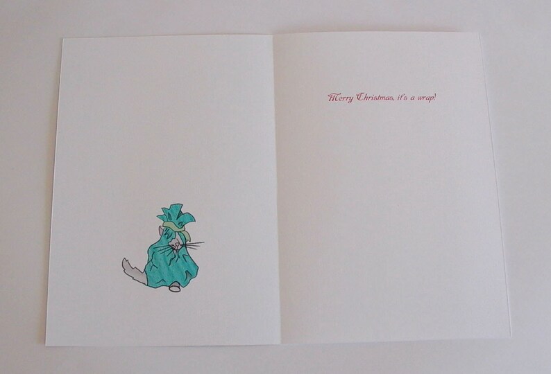 Christmas Greeting Card With Adele and Henrí Wrapping Gifts Woman, Cat ...