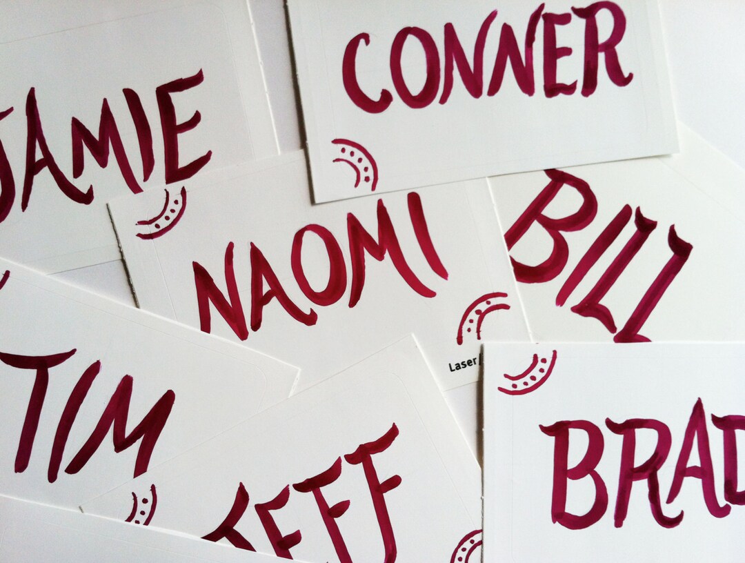 Custom Name Tags - Handlettering - Party or Event Accessories - Etsy