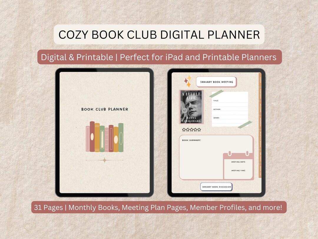 Cozy Book Club Planner - Digital & Printable Templates - Etsy