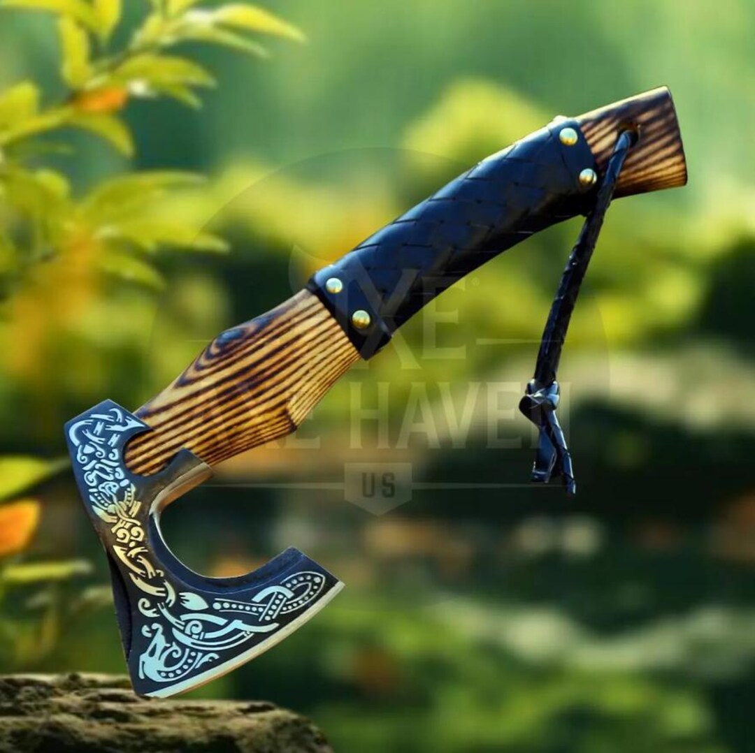 Custom Gift Hand Forged Carbon Steel VIKING AXE With Ash Wood Shaft ...