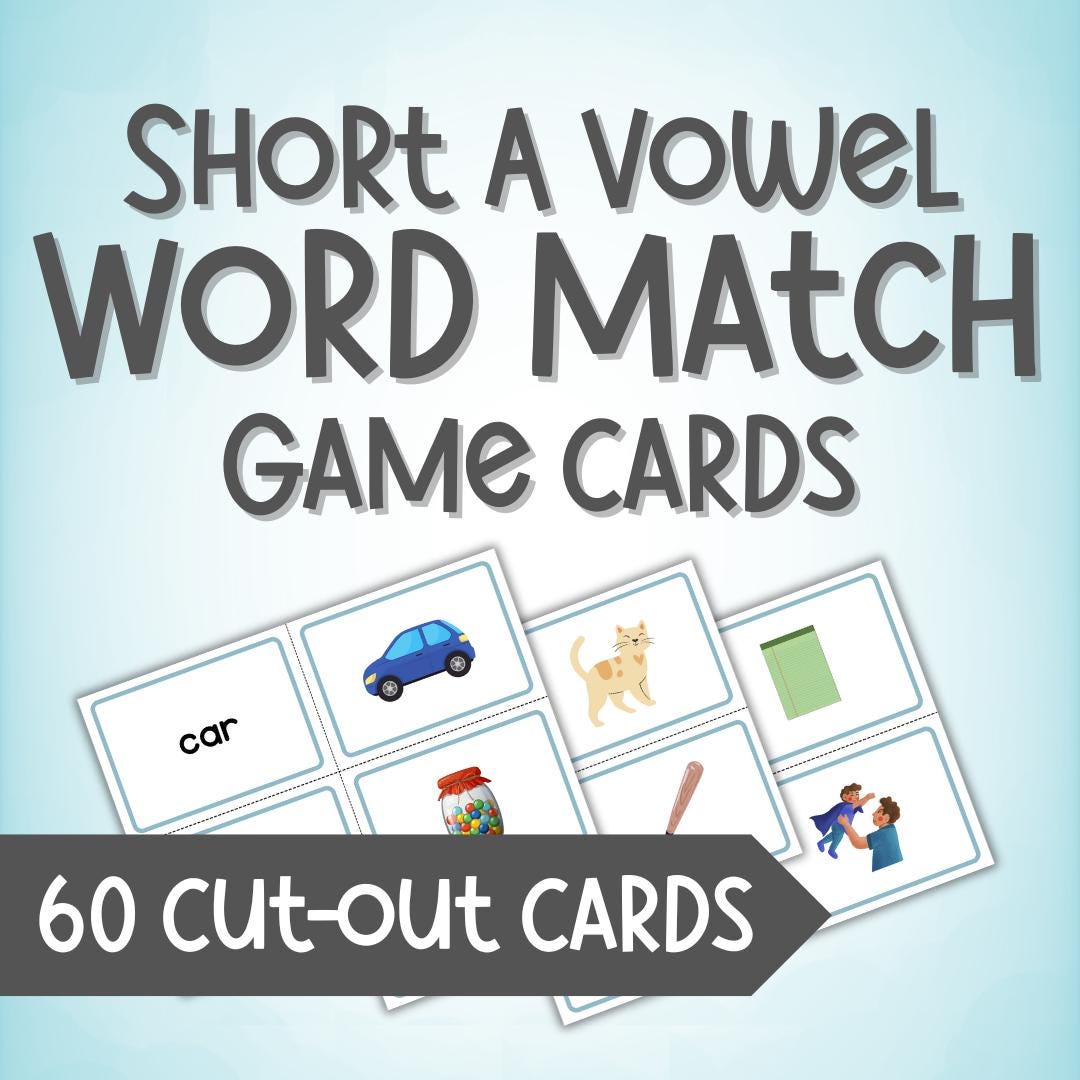 Short A Vowel Match Game, CVC Match Game, Spelling Game, Vowel Sounds ...
