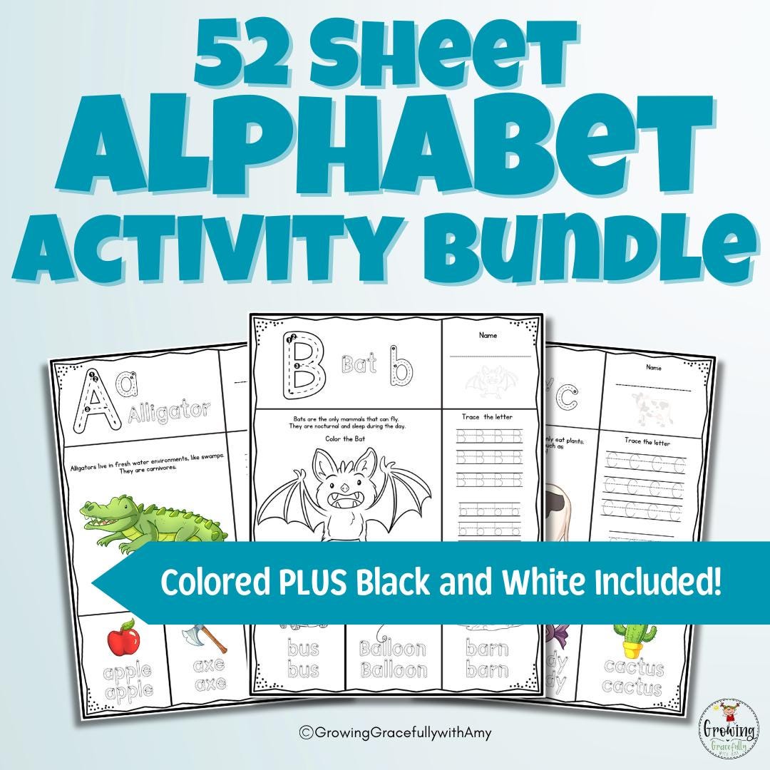Alphabet Activity Bundle, Letter Tracing, Alphabet Learning Activities ...
