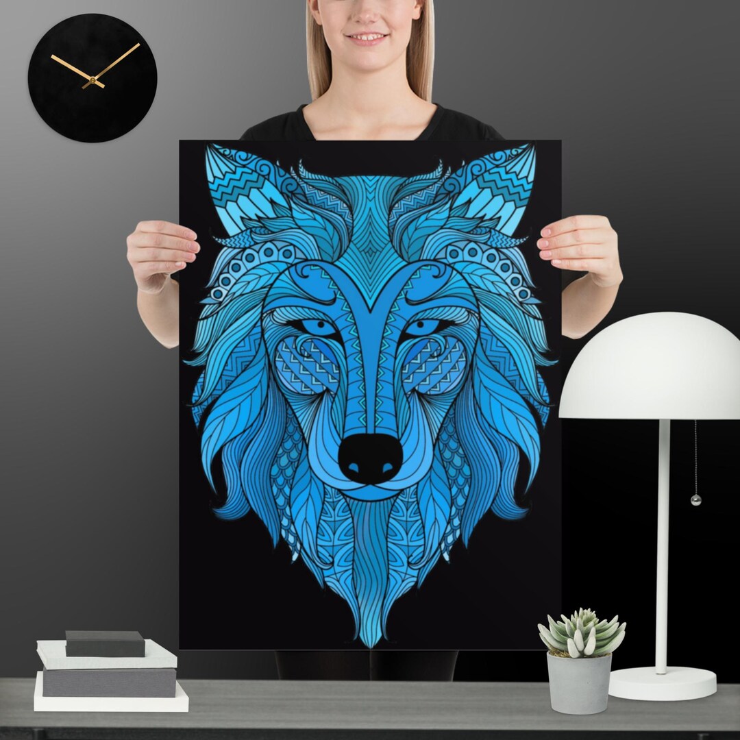 Cool Blue Wolf, Abstract Look Poster - Etsy