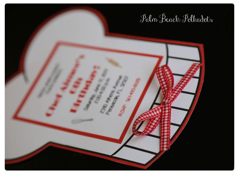 10 chef hats cooking birthday invitations by Palm Beach | Etsy