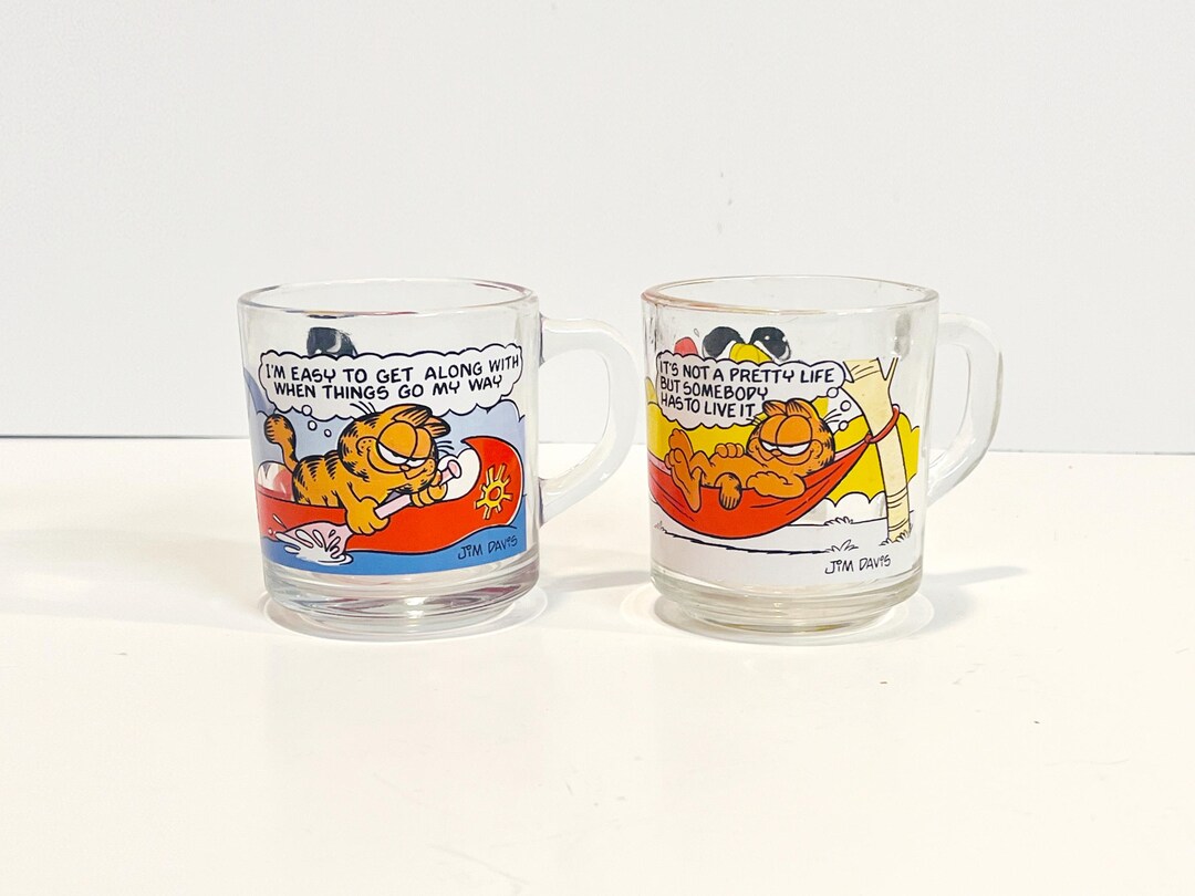 Vintage 1978 Glass Garfield and Odie Mcdonalds Collector Mugs Tea Cups ...
