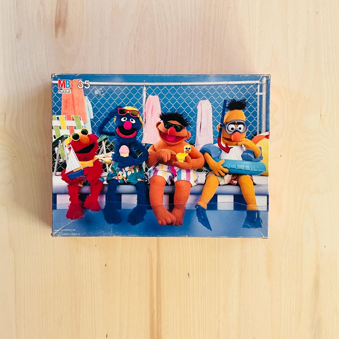 Vintage JUMBO Jim Hensons Sesame Street Muppets 35 Piece Paper Puzzle ...