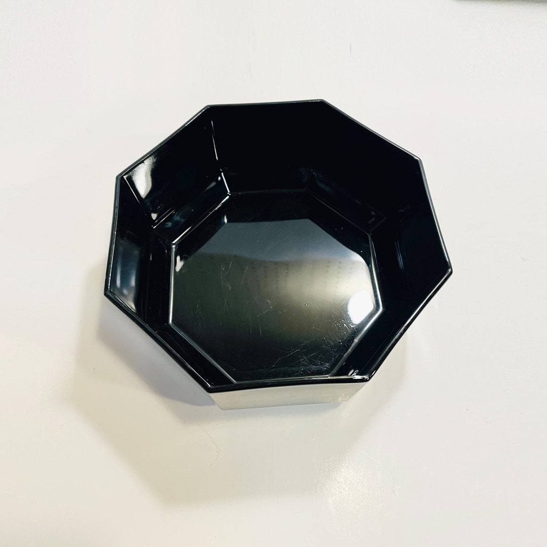 Vintage Large Arcoroc Black Octagon Glass Salad Serving Bowl Octagonal ...