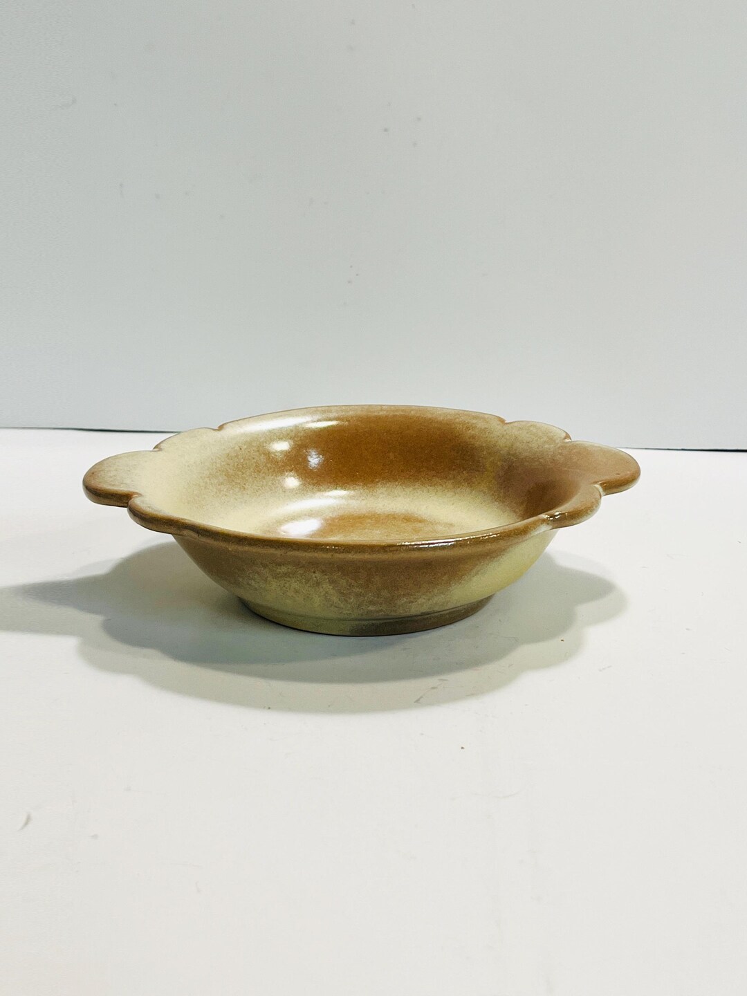 Vintage Frankoma Plainsman Stoneware Yellow and Brown Toned Scalloped ...