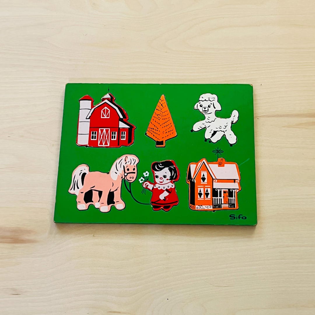 Vintage Playskool Sifo Barn Yard Friends Hard Board Puzzle | Animal ...