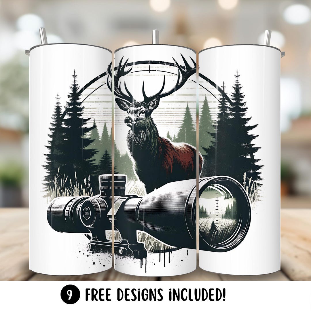 Deer Hunting Tumbler Wrap PNG, Buck Deer Sublimation Design for 20oz ...