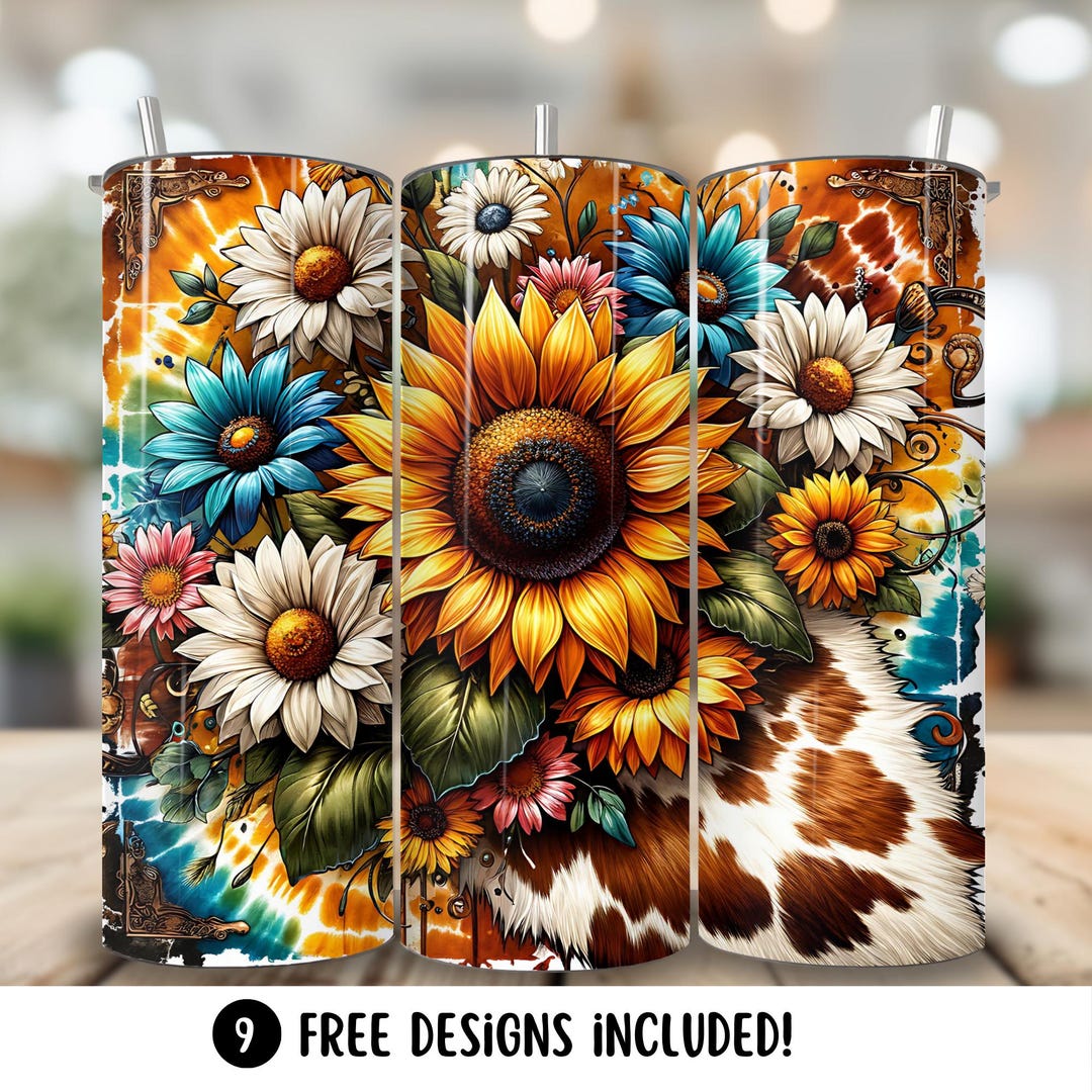Western Sunflowers PNG, Sunflowers 20oz Sublimation Designs, Western ...