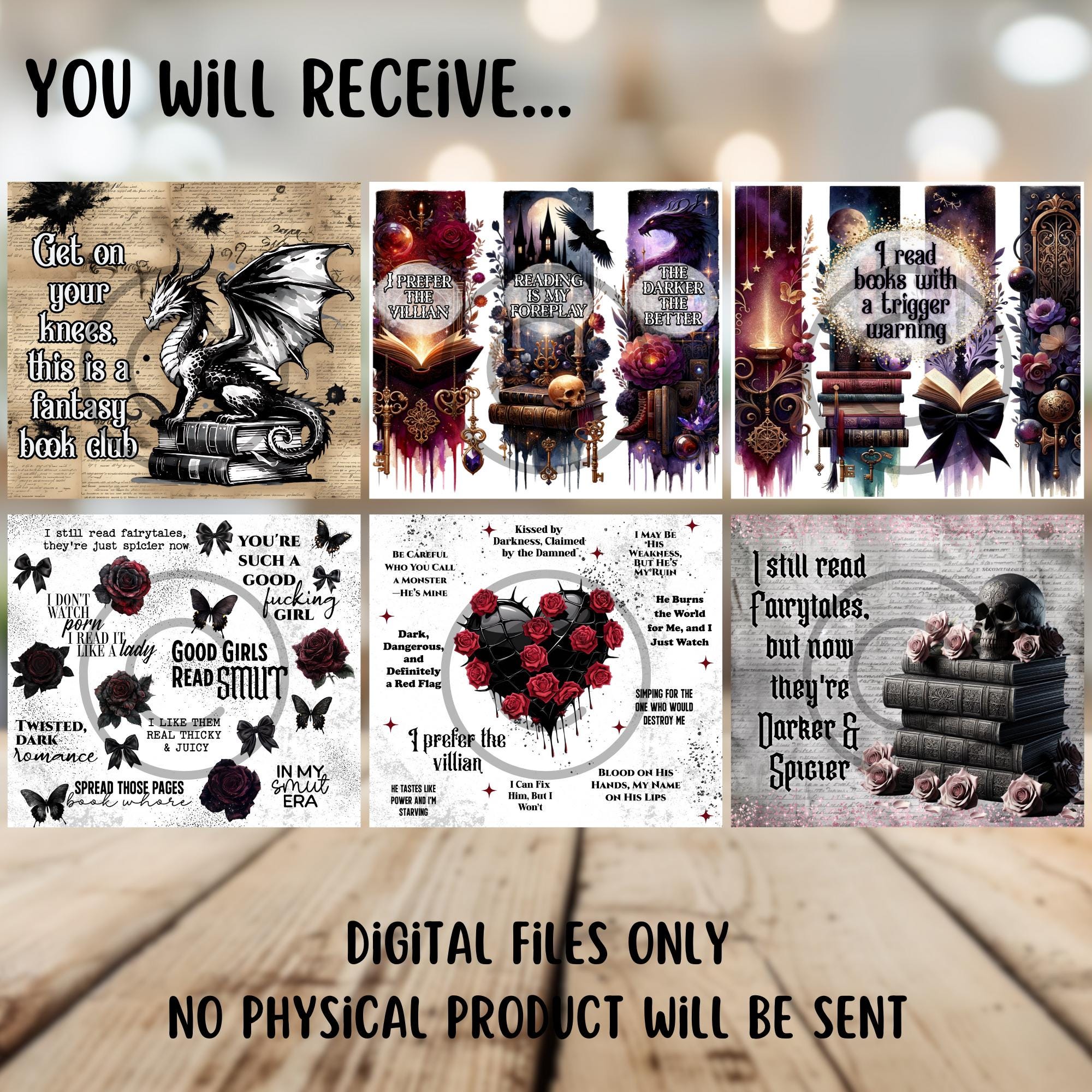 Smut Book Reader Tumbler Wrap Bundle, Dark Romance Book Lovers ...