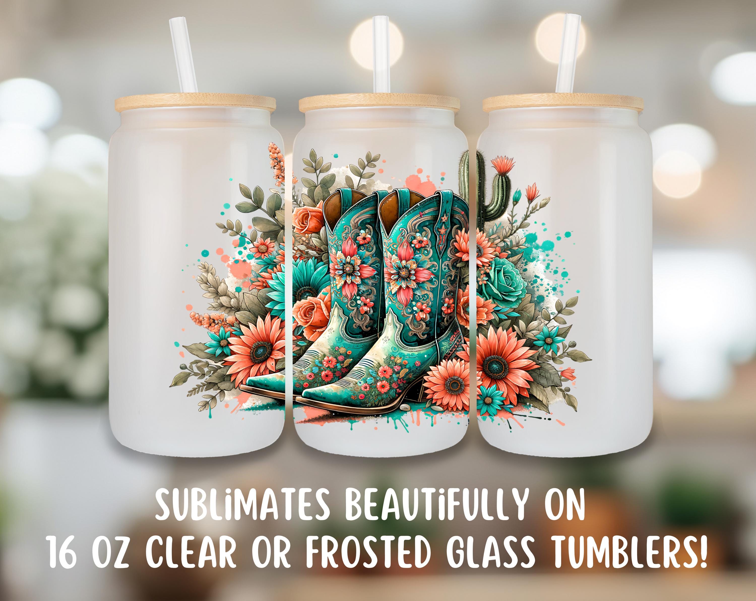 Western Glass Can Wrap Sublimation Designs,cowboy Themed Gifts 16oz ...