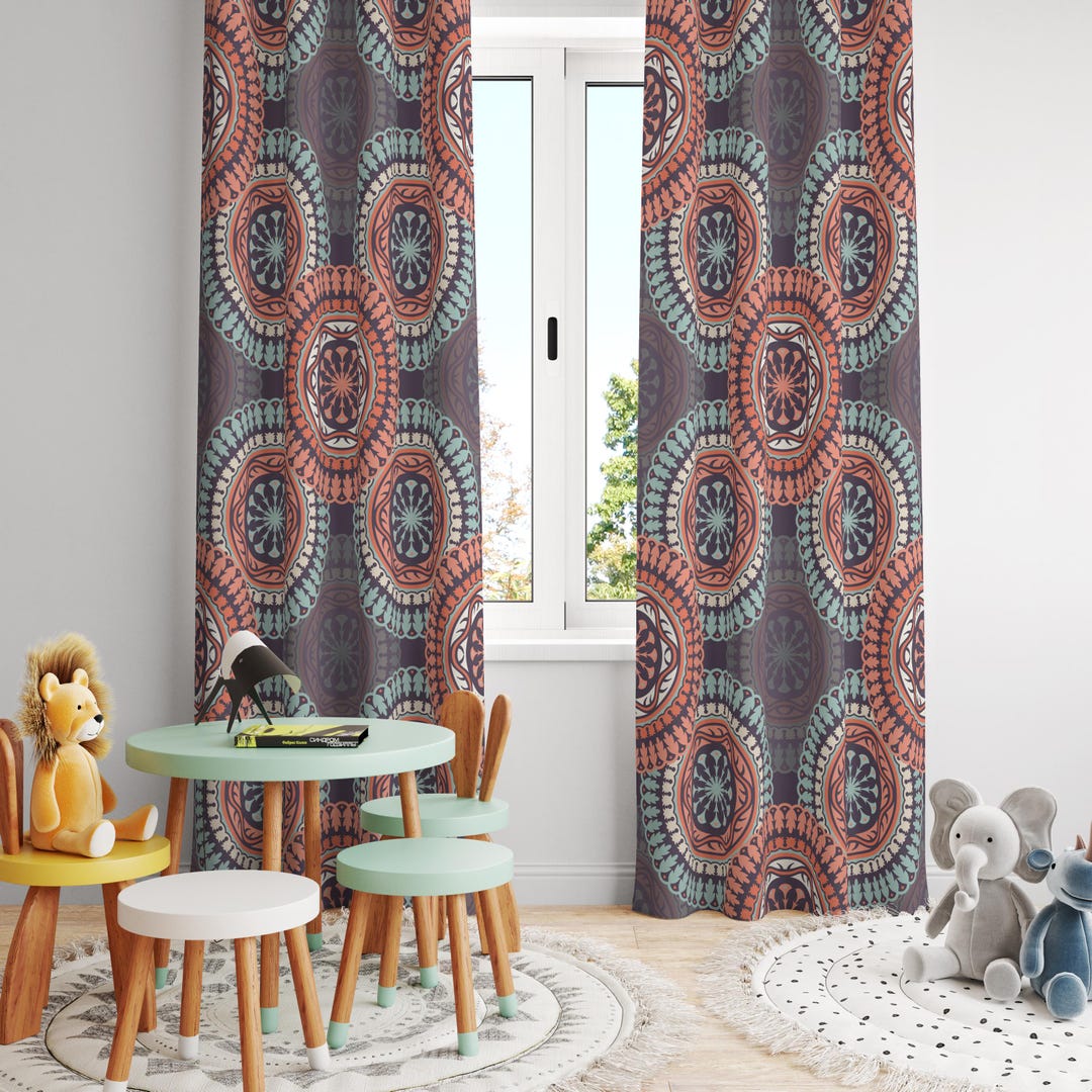 Ethnic Mandala Curtain, Intricate Mandala Drapery, Colorful Mandala ...