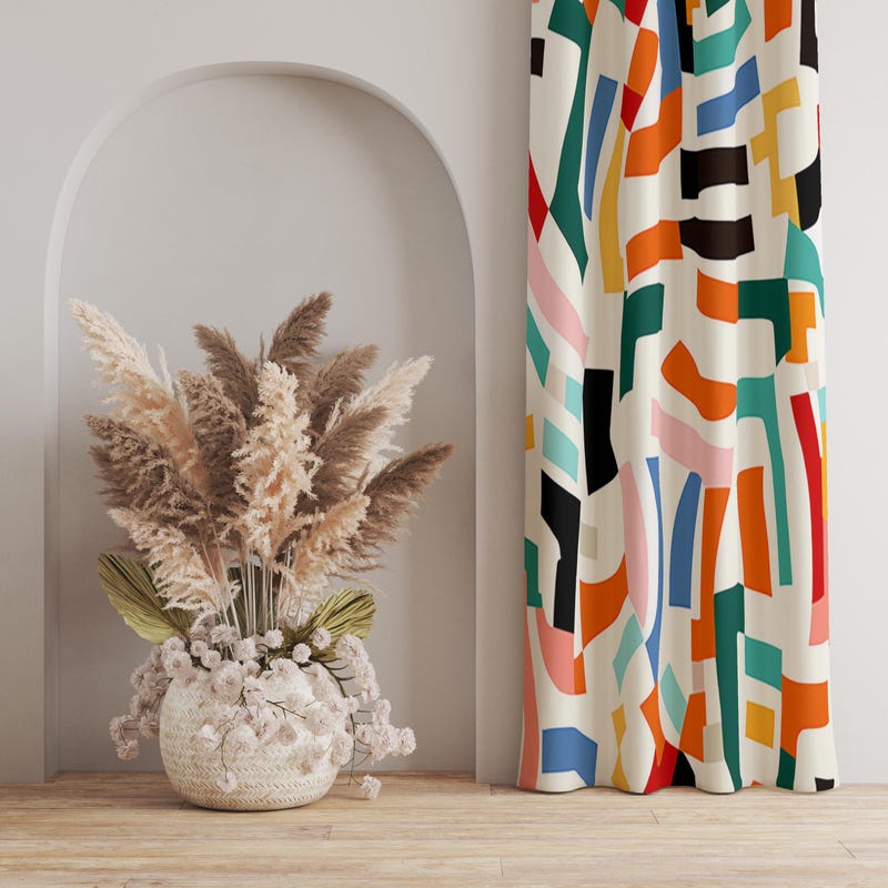Color Block Curtains - Etsy