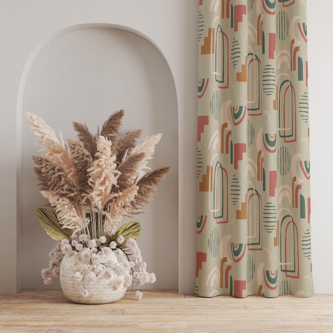 Abstract Arch Curtain, Circle Curtain Panel, Organic Shapes Curtain ...