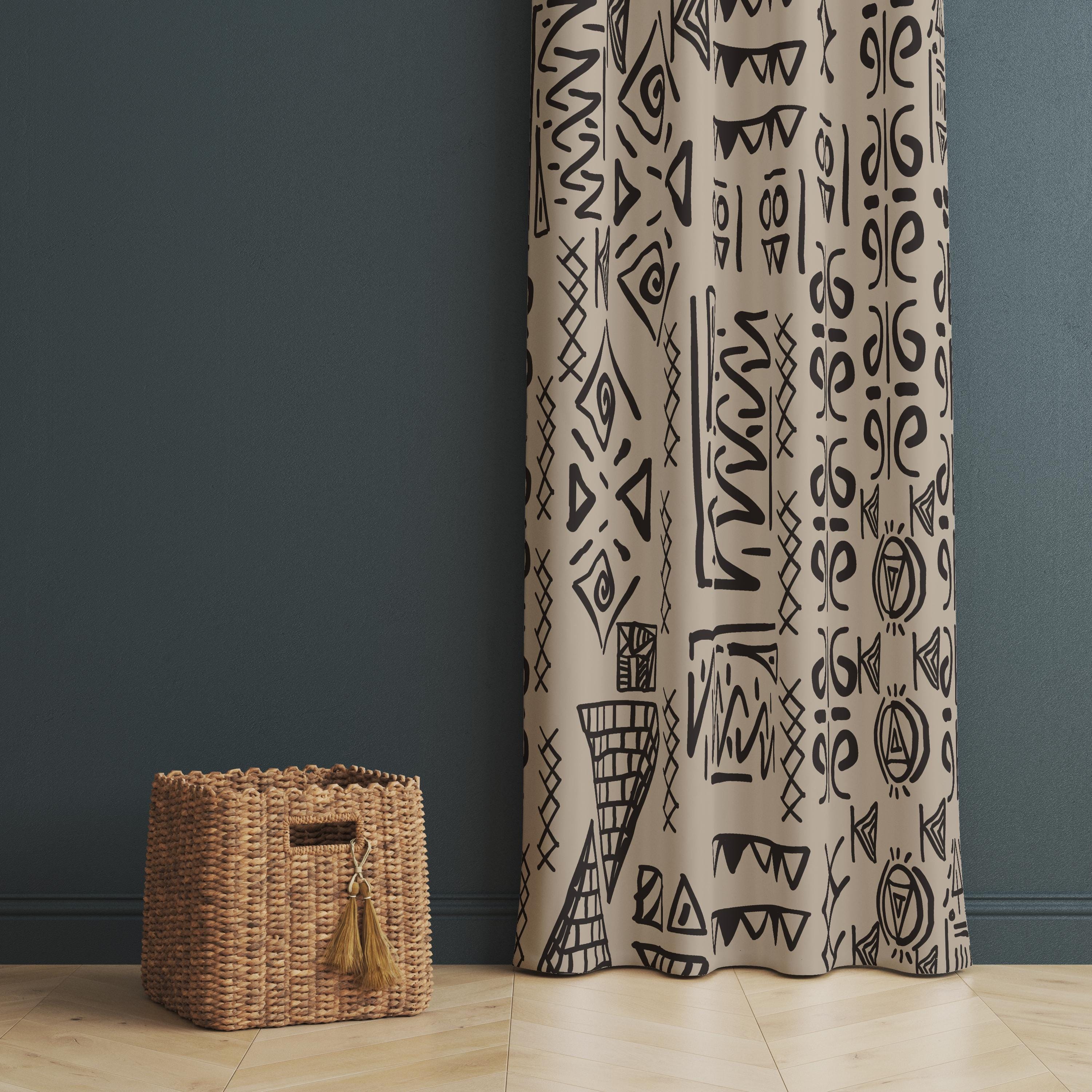 Minimalist African Inspired Curtain,abstract Tribal Geometric Curtain ...