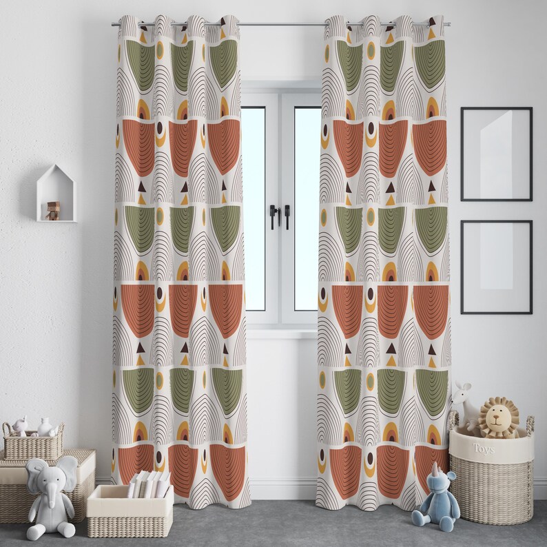 Abstract Arc Curtain: Mid-century Modern Geometric Drapes - Etsy