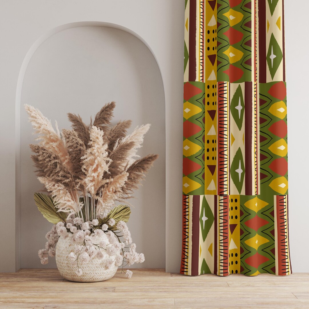 African Tribal Geometric Curtain, Bold Geometric Curtain, Ethnic ...