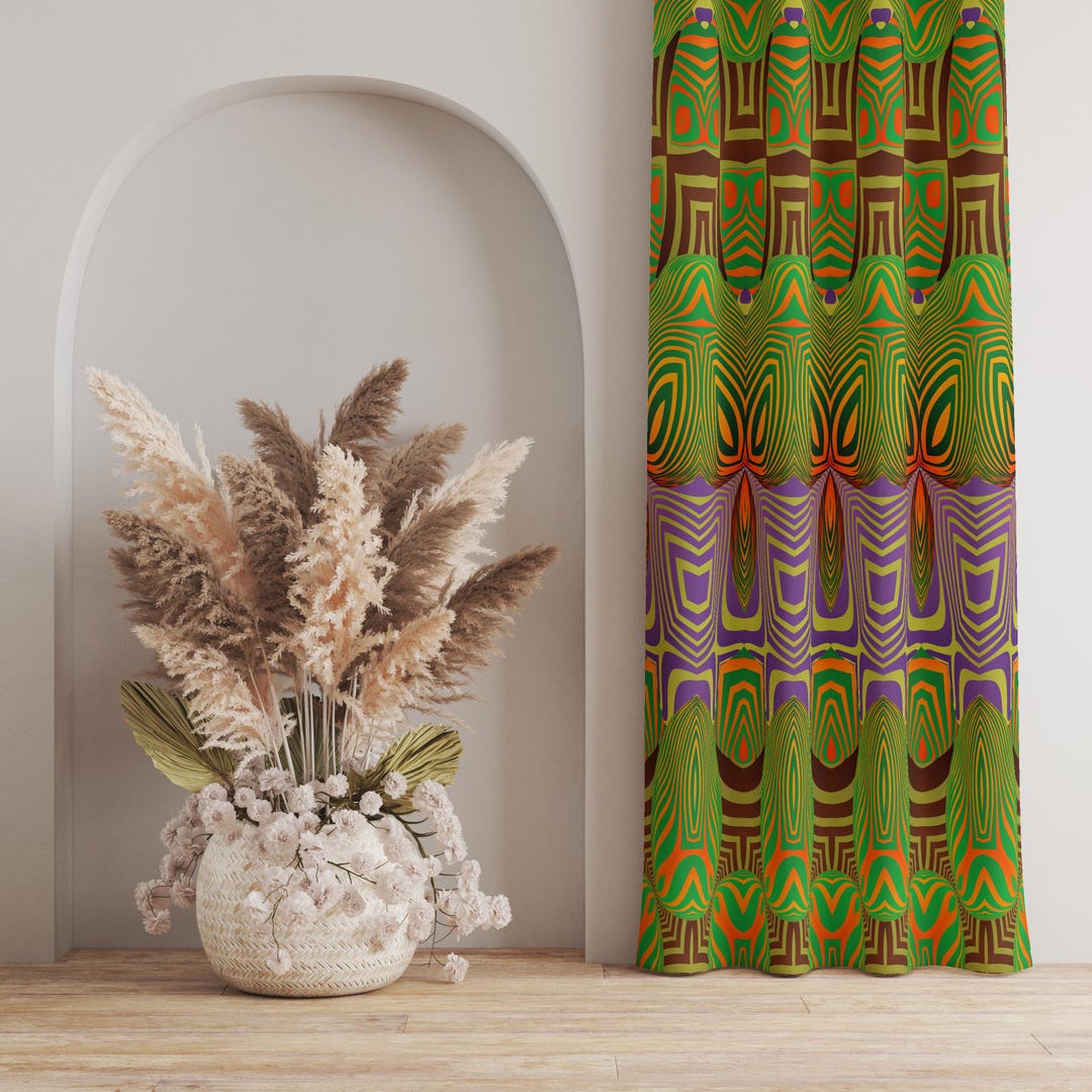 Trippy Optical Illusion Curtain, Psychedelic Geometric Curtain ...