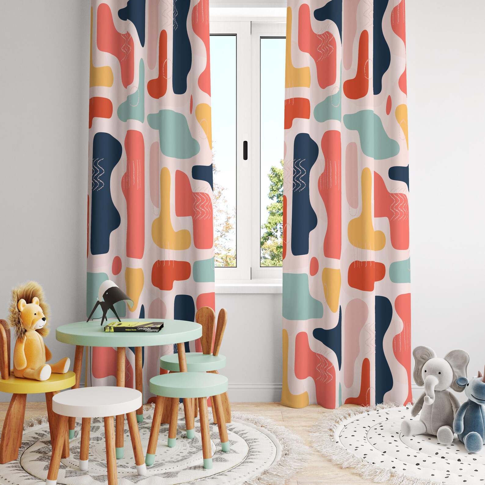 Abstract Organic Shapes Curtain: Modern Fluid Art, Vibrant Colors - Etsy